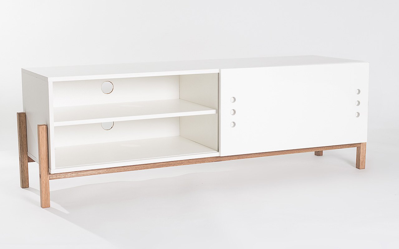 Rack com Porta para Sala de TV Eric 140 cm MDF Branco