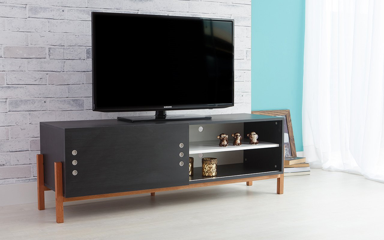 Rack Preto para TV Eric 140 cm MDF Preto