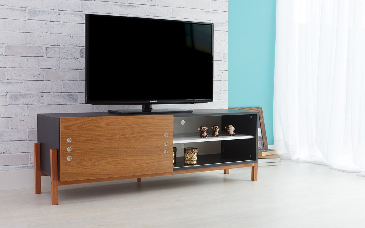 Rack Preto para TV Eric 140 cm MDF Preto e Freijó