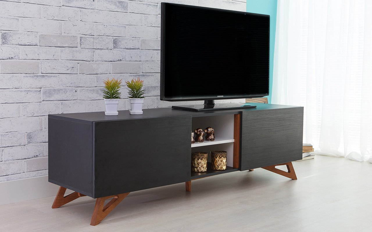 Rack Retrô para TV Freddie MDF Preto