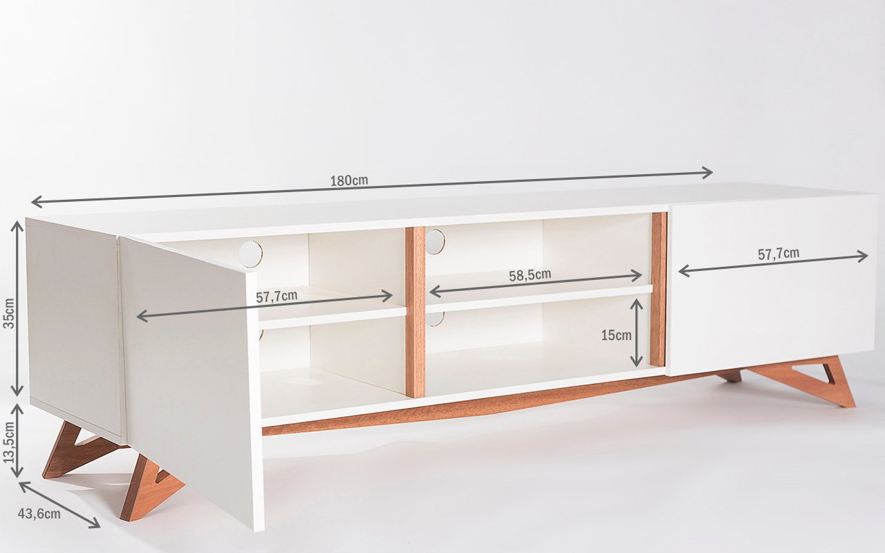 Rack de Sala Branco com Portas Freddie 180 cm MDF Branco