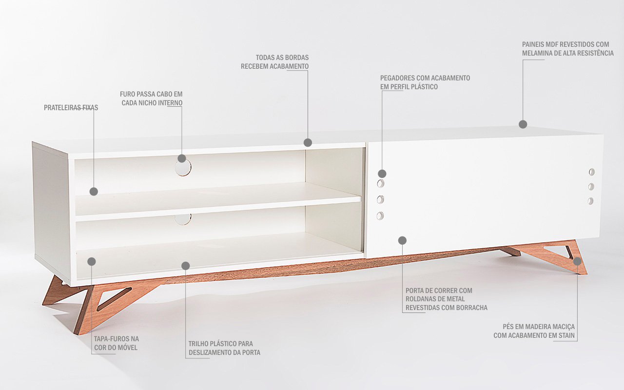 Rack Branco para TV Freddie MDF Branco