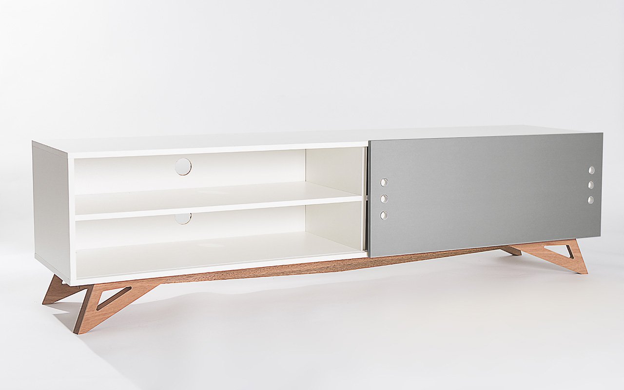 Rack Branco para TV Freddie MDF Branco e Cinza