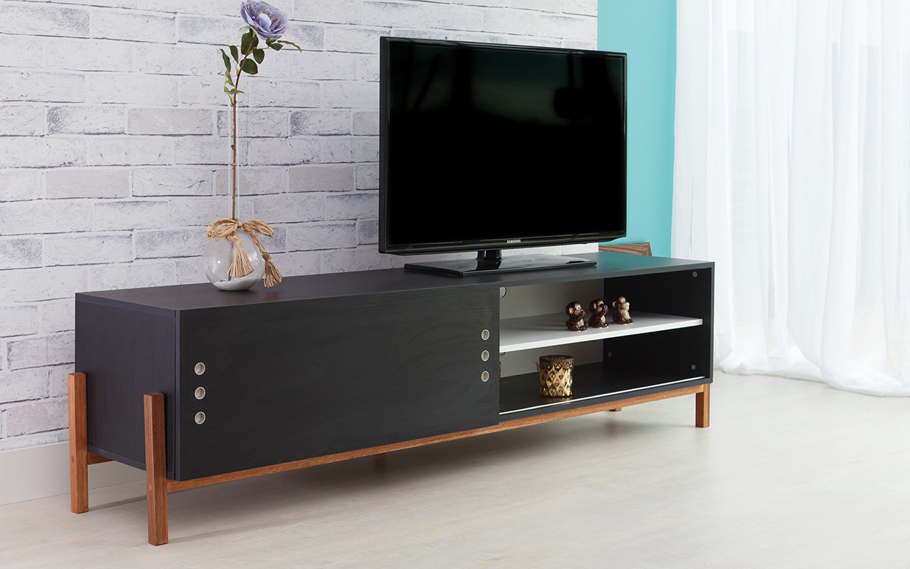 Rack de Tv para Quarto Eric 180 cm MDF Preto