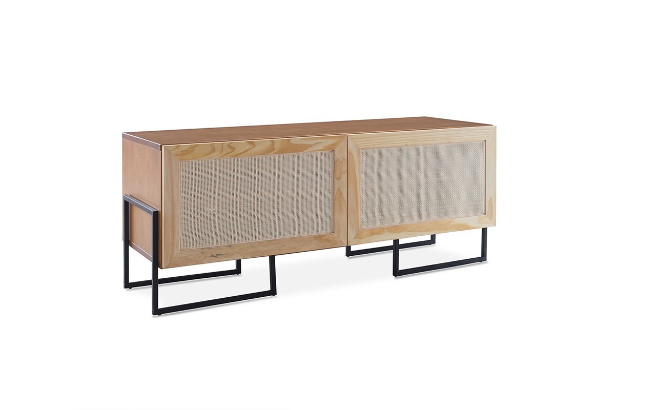 Rack com Pés de Metal 2 Portas Crosby 120 cm MDF Freijó e Madeira ...