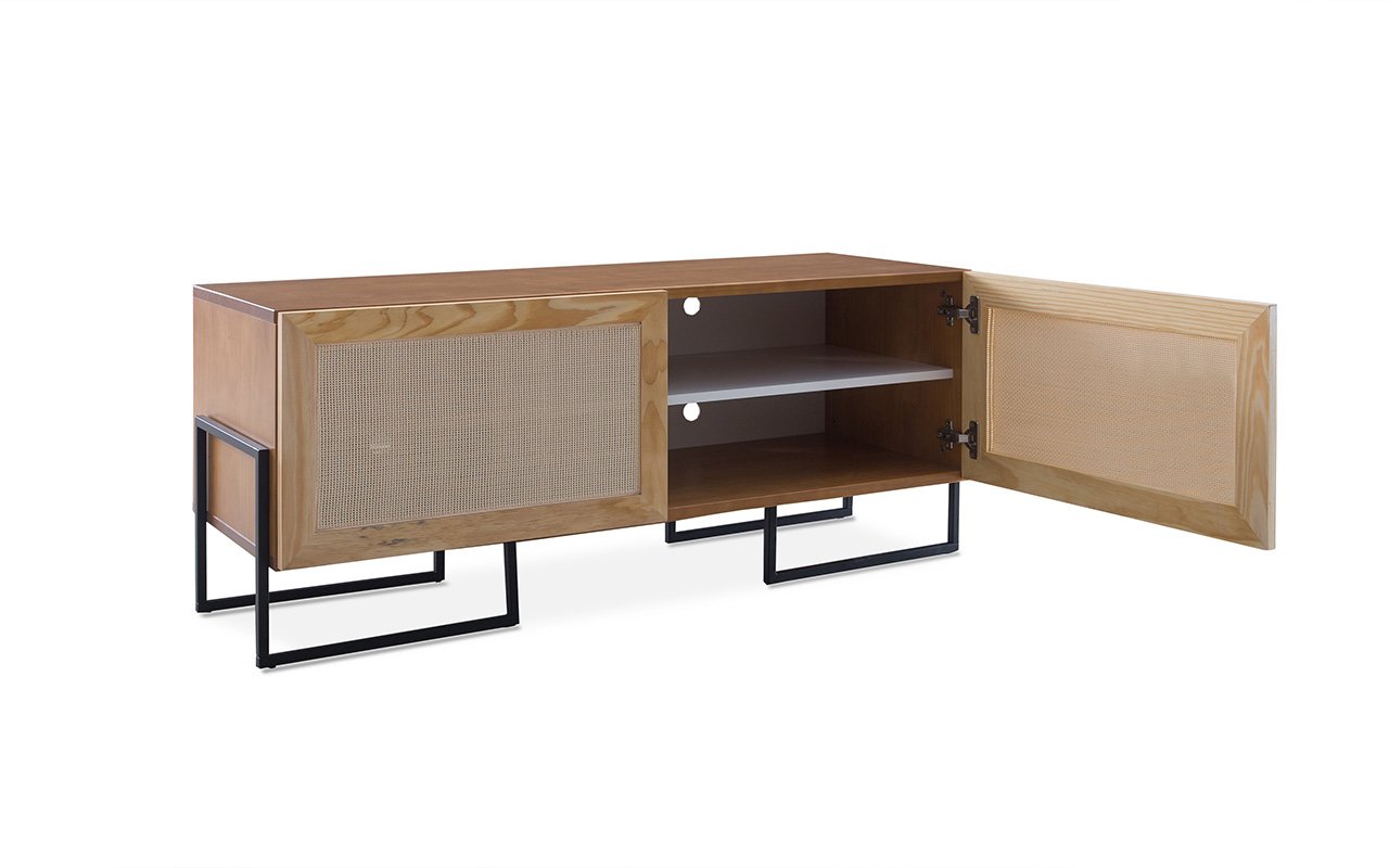 Rack com Pés de Metal 2 Portas Crosby 120 cm MDF Freijó e Madeira ...