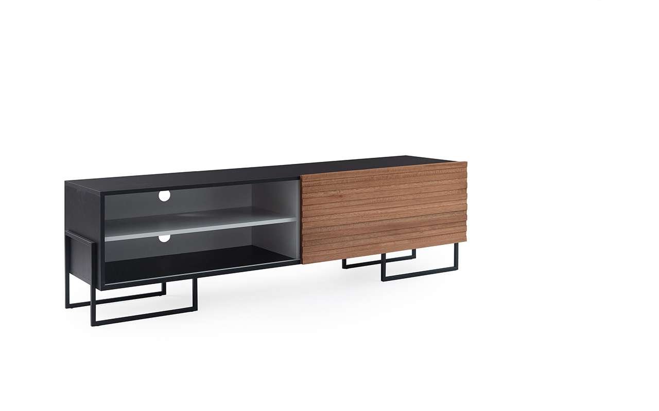 Rack Moderno para TV com Pés de Metal Porta de Correr Crosby 160 cm MDF ...