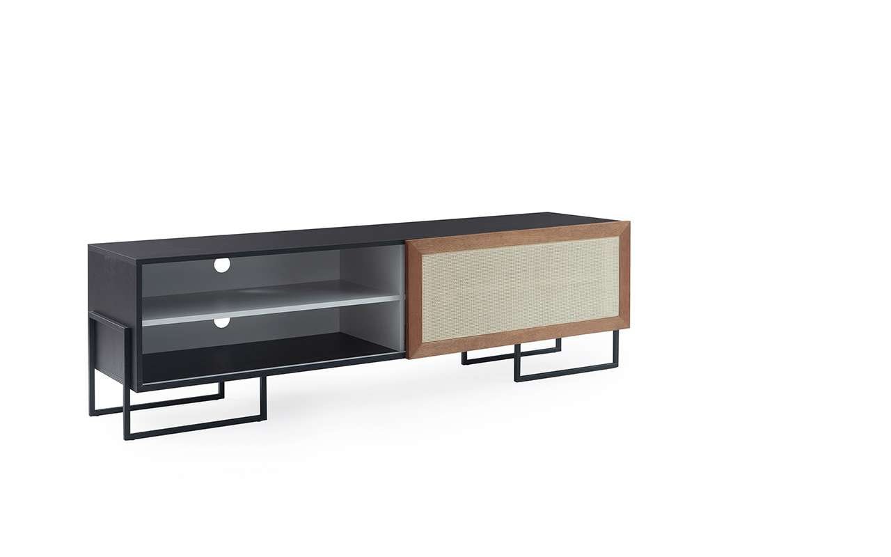 Rack Moderno para TV com Pés de Metal Porta de Correr Crosby 160 cm MDF ...