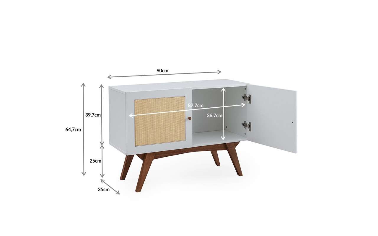 Armário Buffet para Sala 2 Portas Dolores MDF Branco e Madeira JT com ...