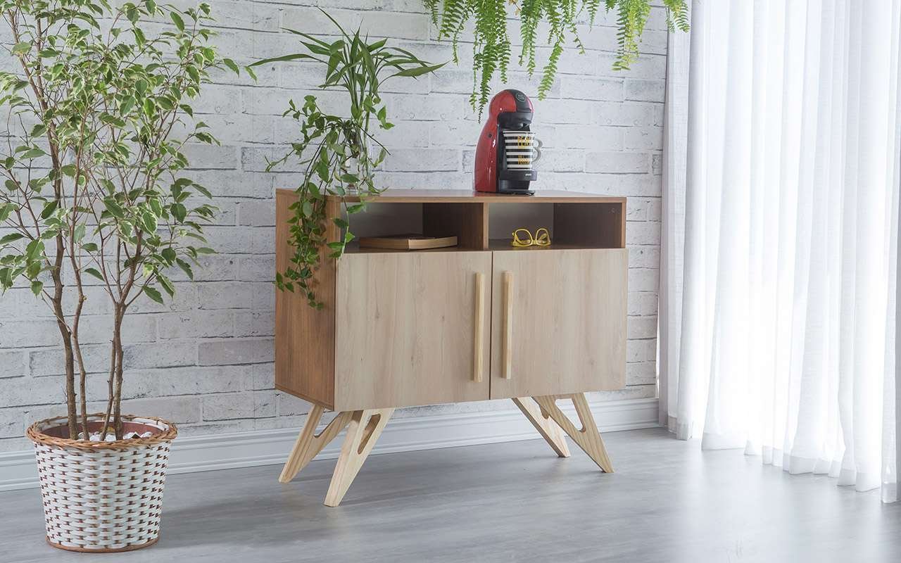 Armário 2 Portas com Nicho Freddie MDF Freijó e Faia