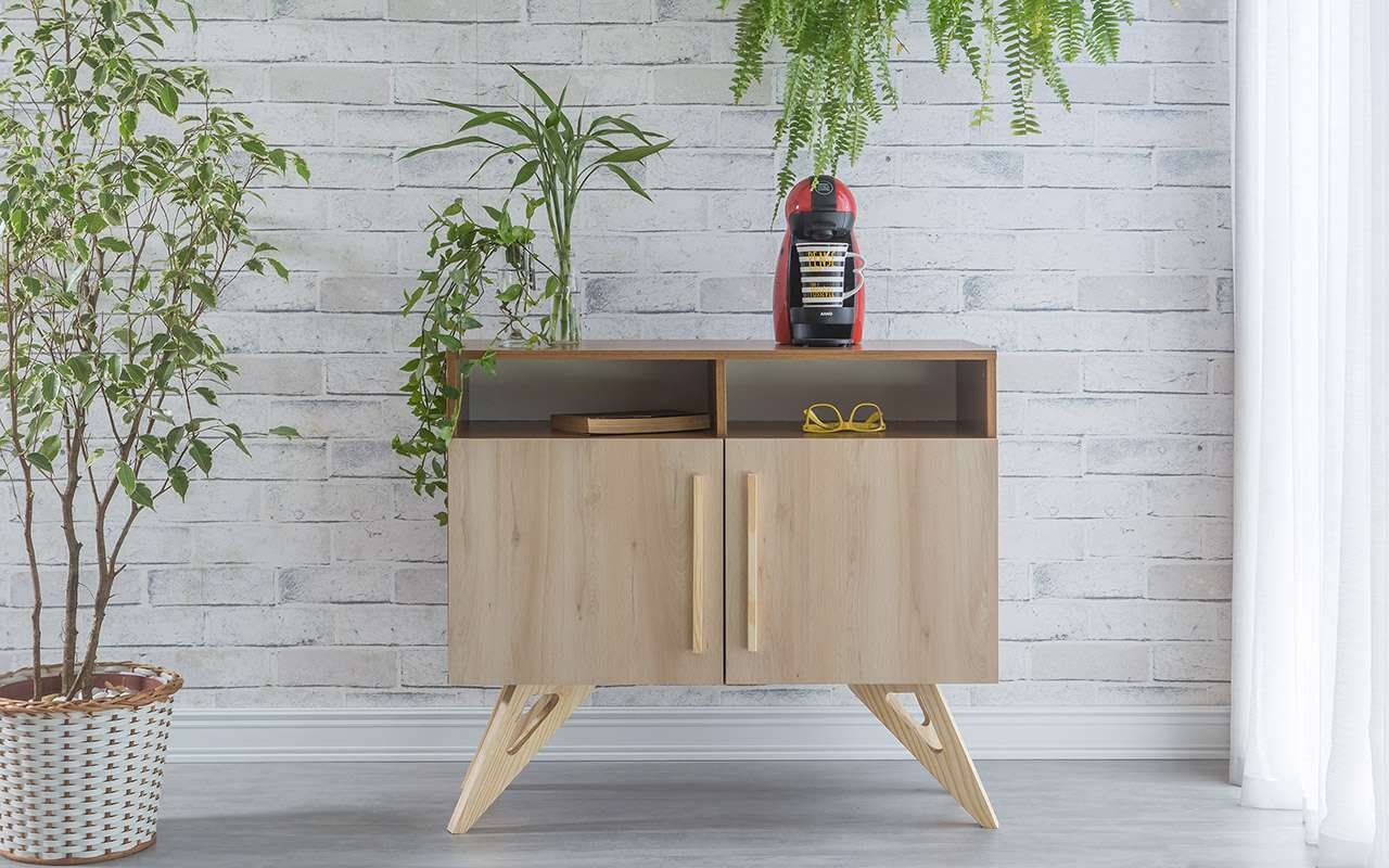 Armário 2 Portas com Nicho Freddie MDF Freijó e Faia