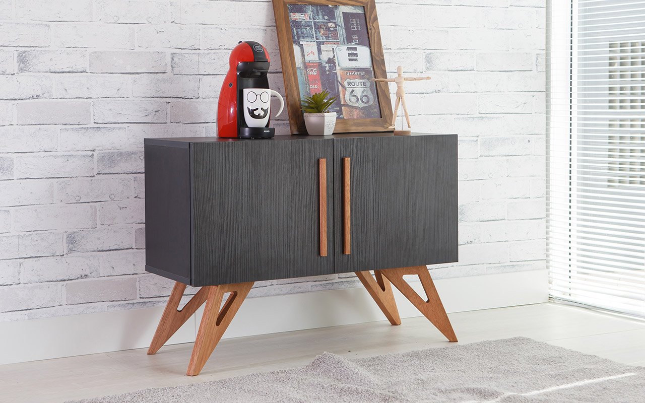 Armário Buffet para Sala de Jantar 2 Portas Freddie MDF Preto