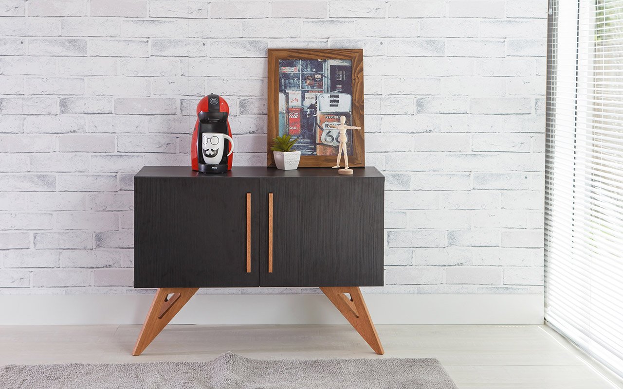 Armário Buffet para Sala de Jantar 2 Portas Freddie MDF Preto