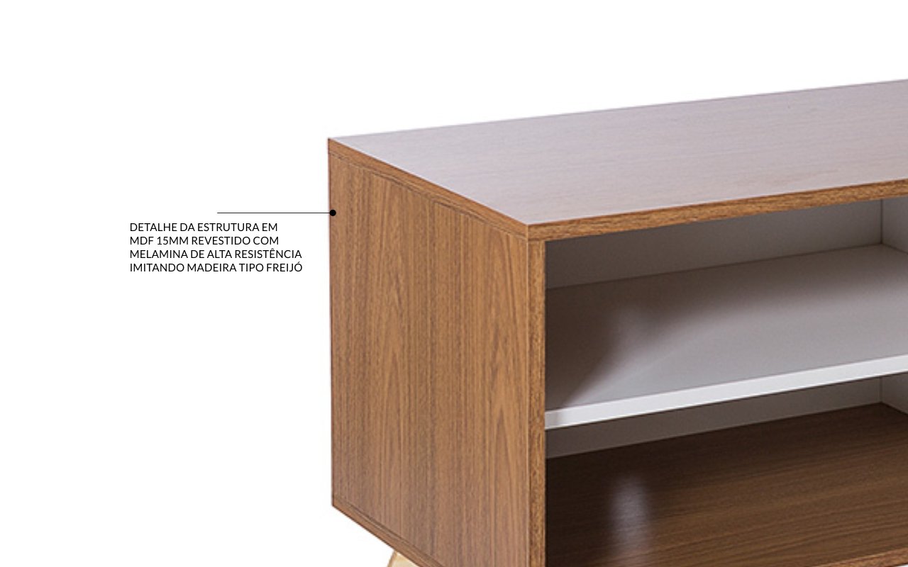 Rack com Pés de Metal 2 Portas Crosby 120 cm MDF Freijó e Madeira ...